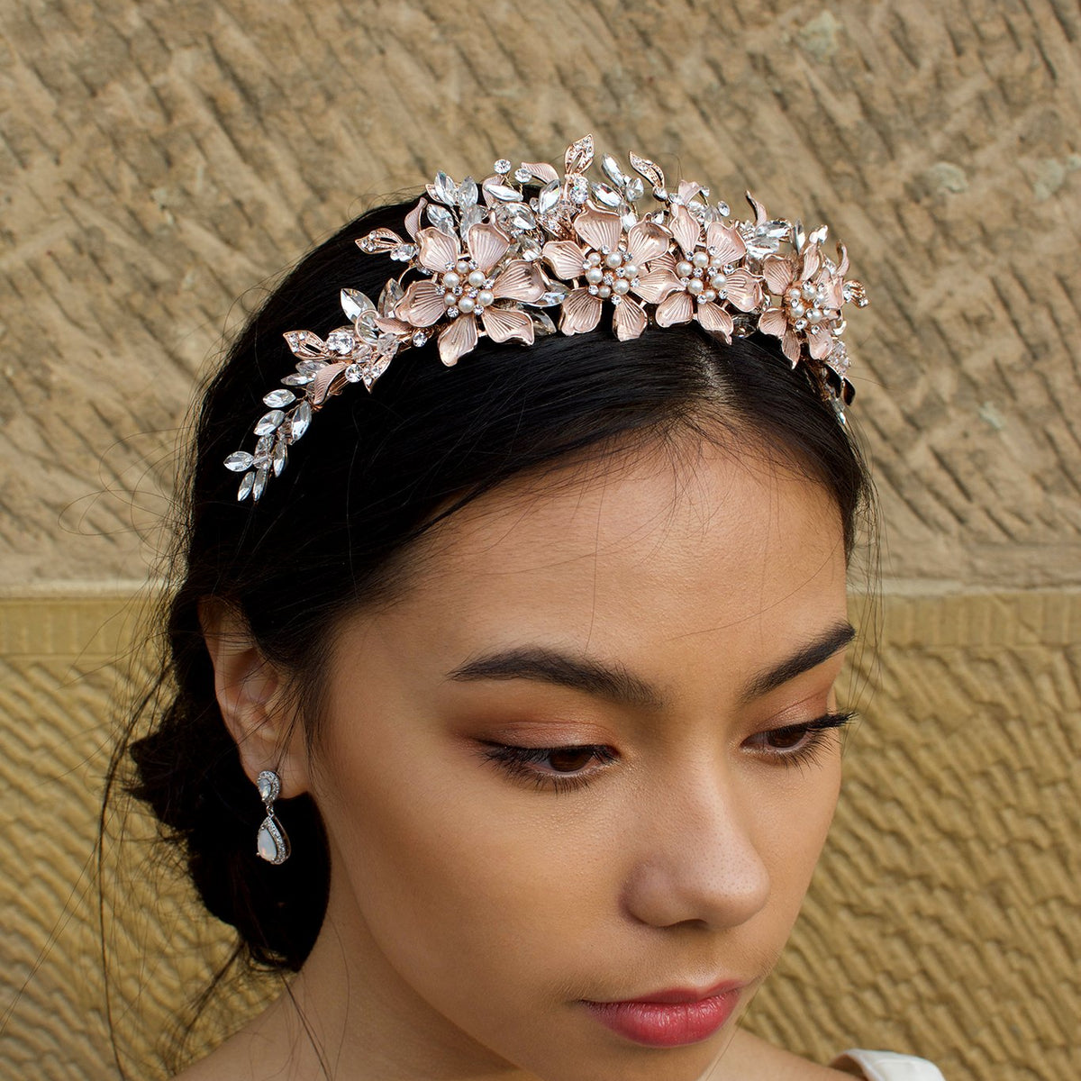Celeste Rose Gold Flower Handmade Crown – Windsor Bridal Jewellery ...