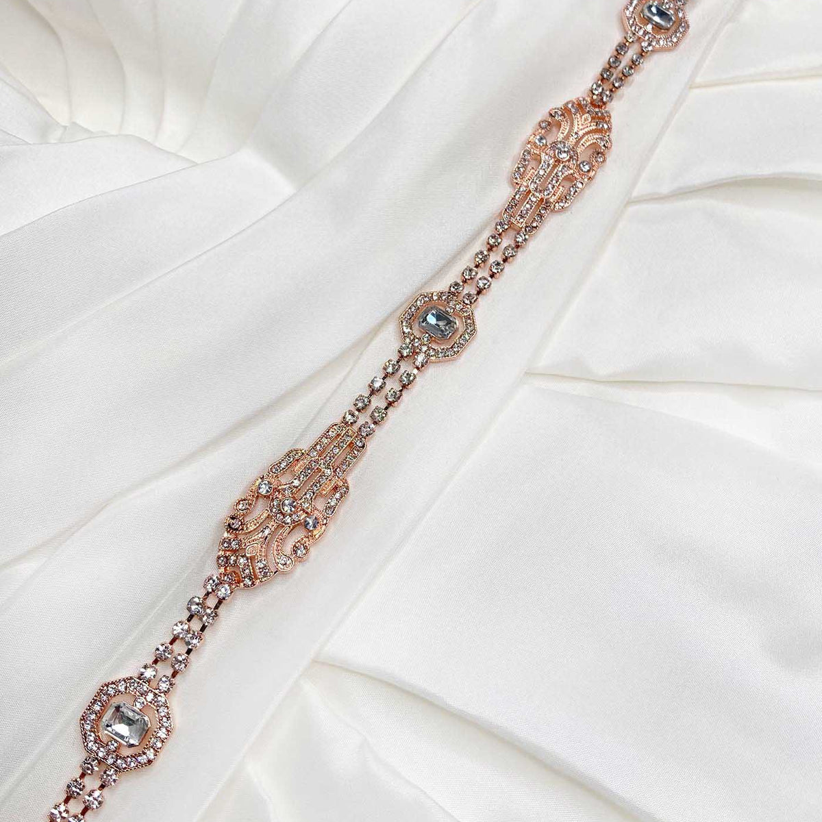 Madison Art Deco Rose Gold Bridal Belt – Windsor Bridal Jewellery Worldwide
